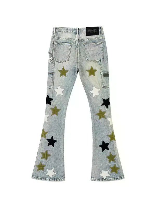 GUAPI Star Appliqué Distressed Jeans