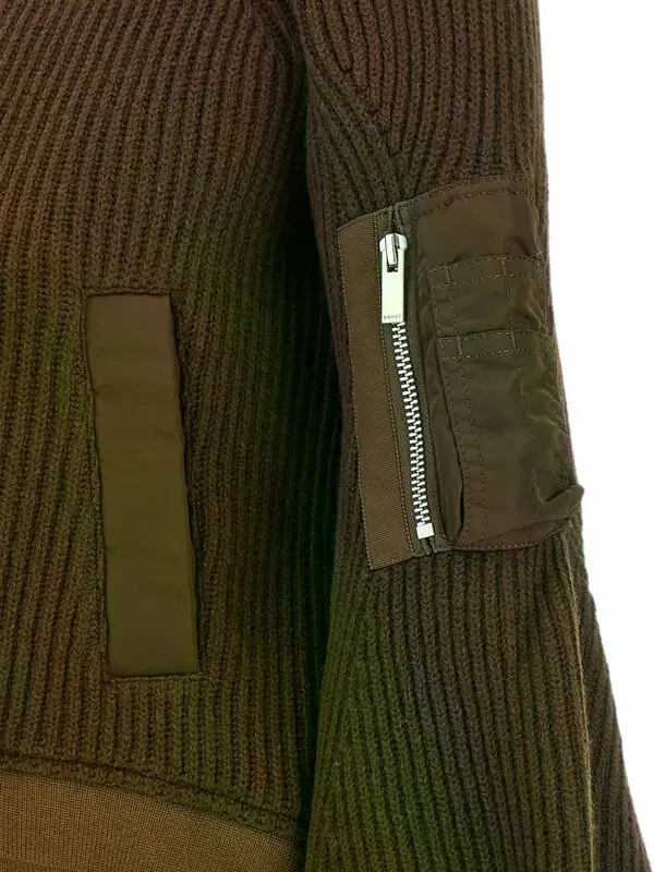 Sacai Ribbed-knit High-neck Jacket
