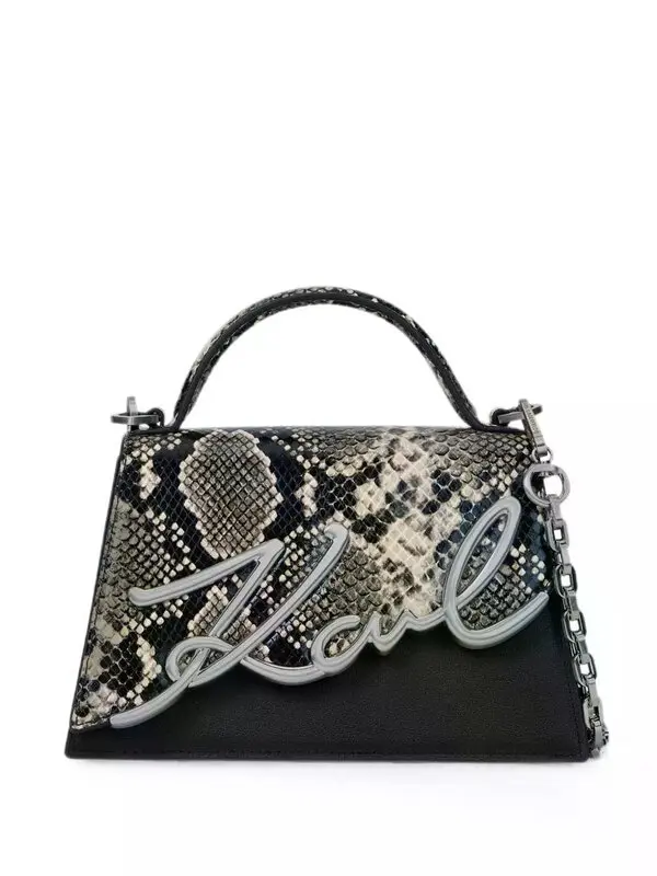Karl Lagerfeld Small K/signature Cross Body Python Bag - Neutrals