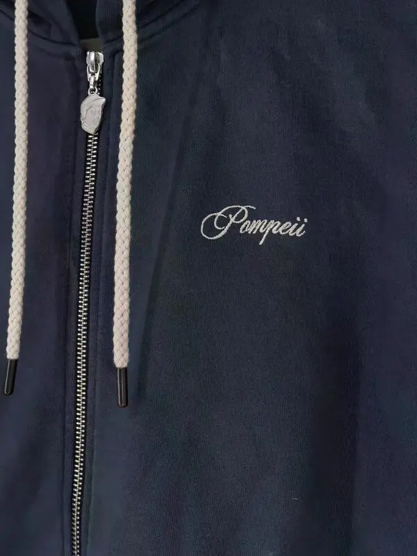 POMPEII Logo-embroidered Zip-up Hoodie