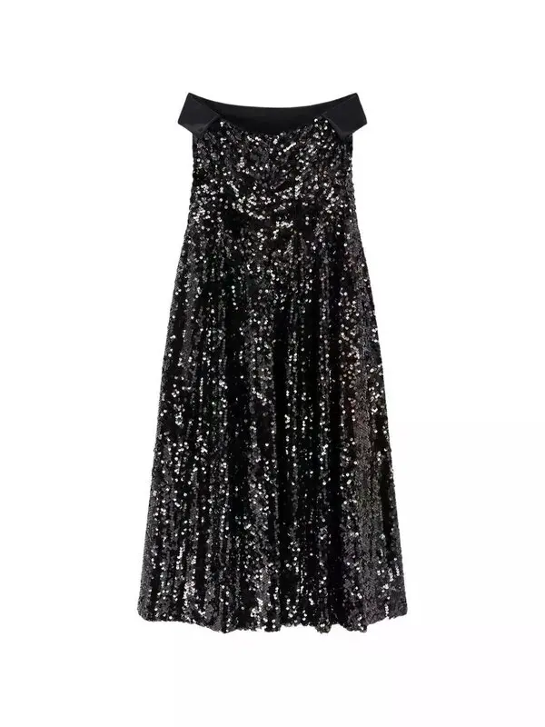 Alberta Ferretti Sequin-embellished A-line Midi Dress