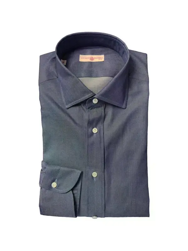 Luciano Barbera Chambray Cotton Shirt - Blue