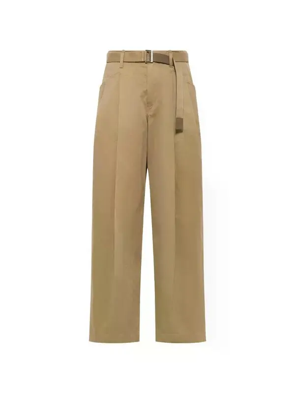 Sacai Belted Straight-leg Trousers - Neutrals