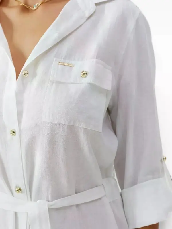 Melissa Odabash Belted Button-up Midi Dress