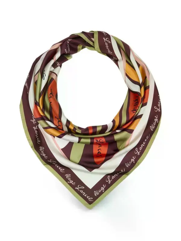 LANCEL Printed Silk Scarf - Brown