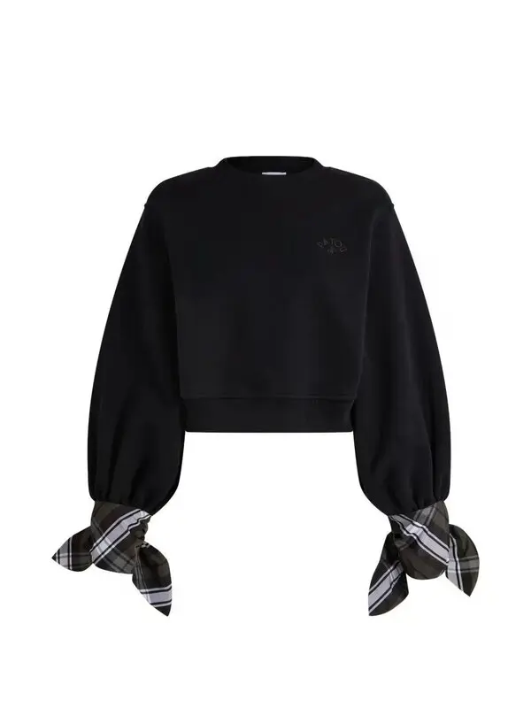 PATOU Cropped Tie-sleeve Sweatshirt - Black