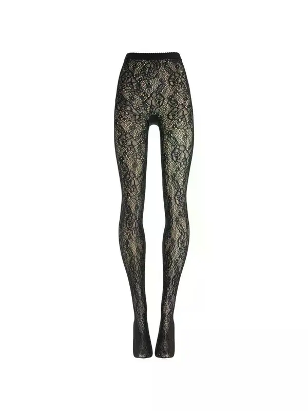 Wolford Floral Lace-mesh Tights - Black