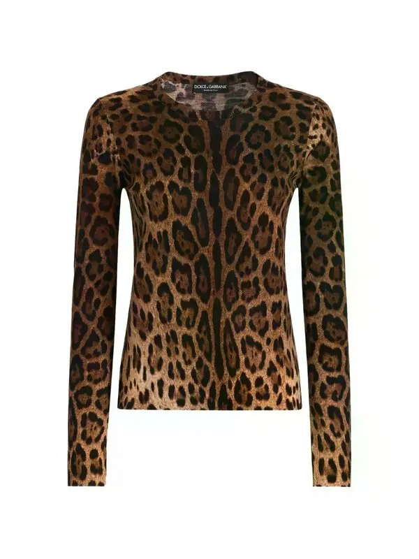 Dolce & Gabbana Leo-print Wool Pullover - Brown