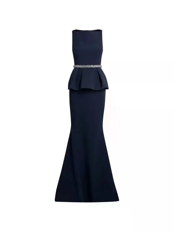 Safiyaa Carter Crystal-embellished Peplum Gown - Blue