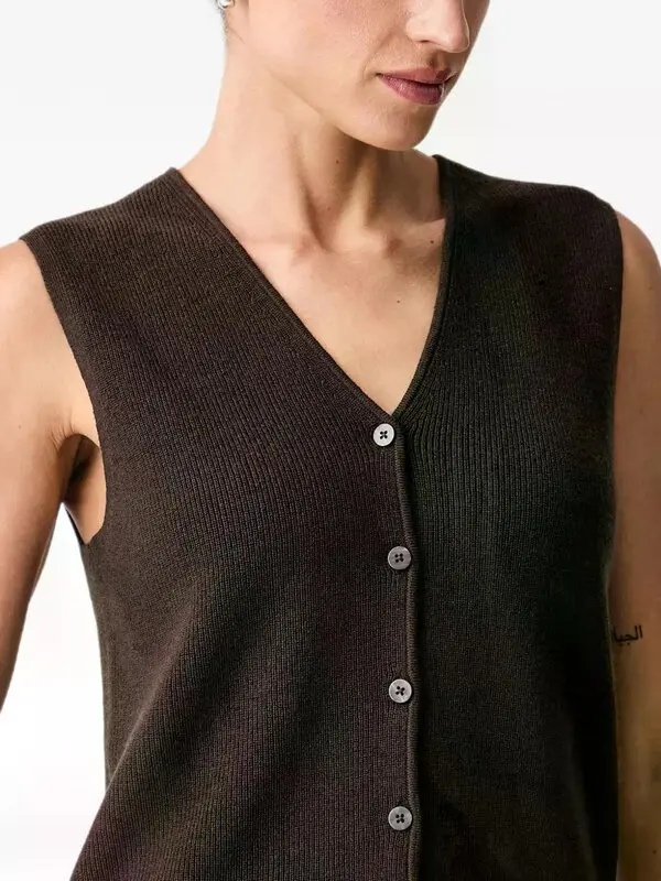 Marc O'polo Ribbed-knit V-neck Top - Brown