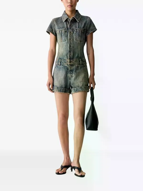 Miss Sixty Patchwork-logo Denim Playsuit