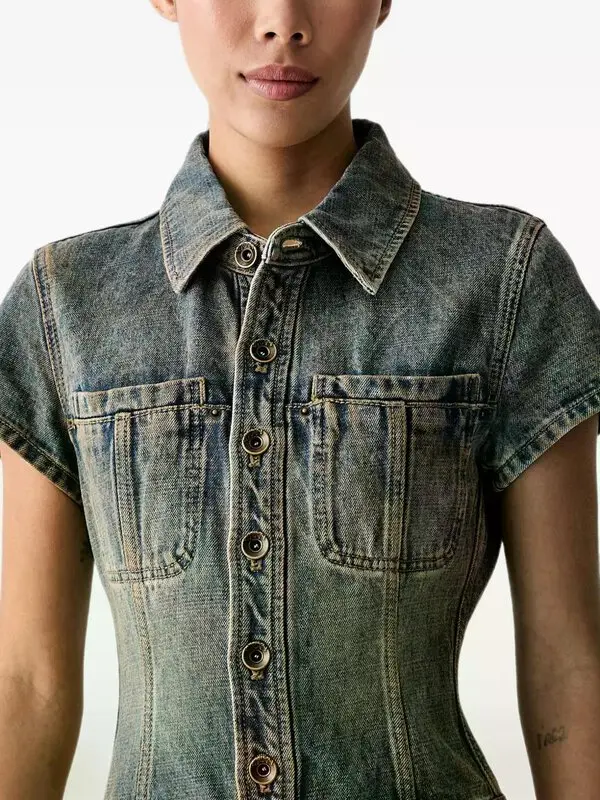 Miss Sixty Patchwork-logo Denim Playsuit