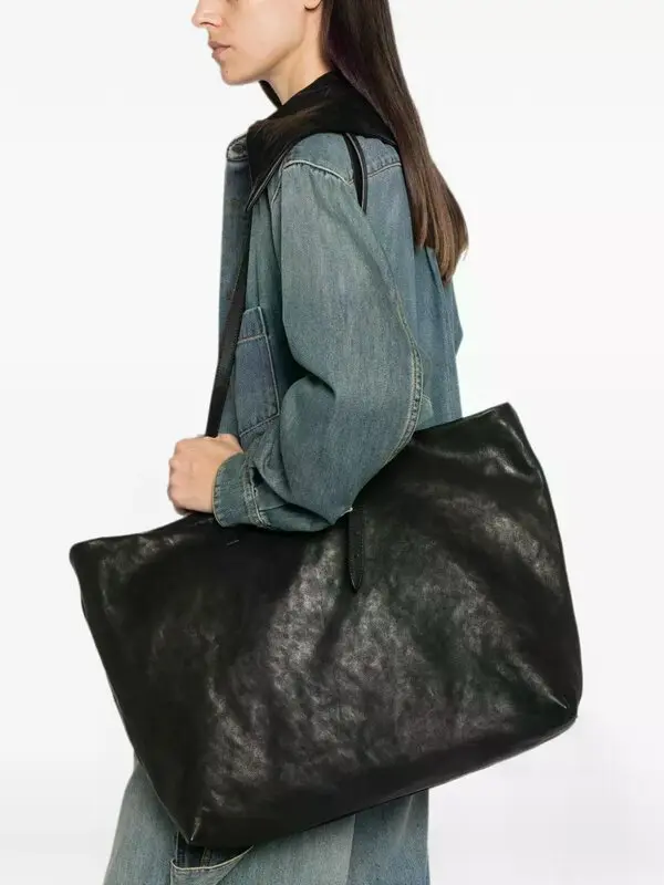 ANN DEMEULEMEESTER Distressed Leather Tote Bag