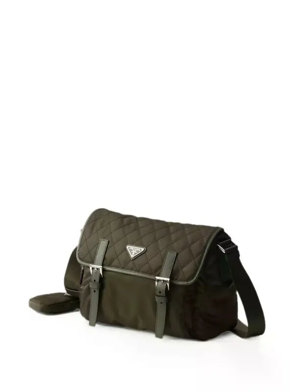 Prada Large Quilted Re-nylon Shoulder Bag With Saffiano Trim