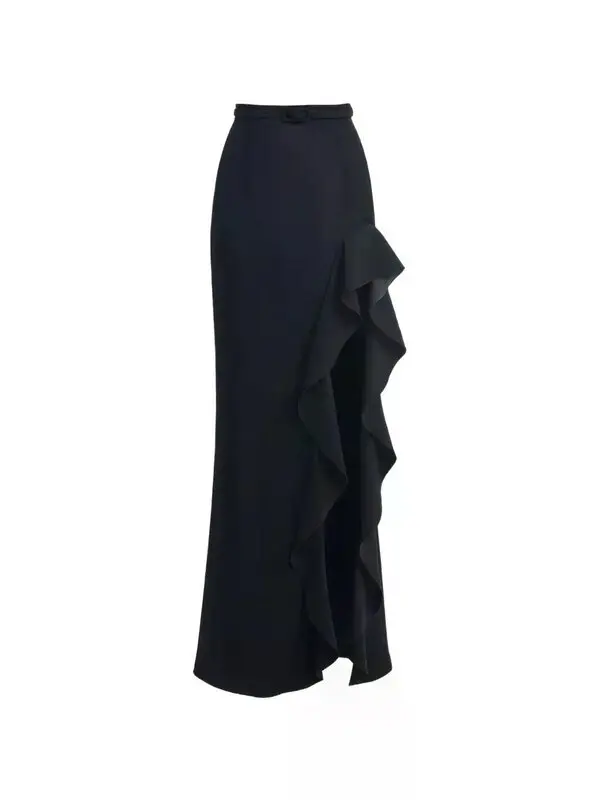 GEMY MAALOUF Ruffled Side-slit Skirt - Black