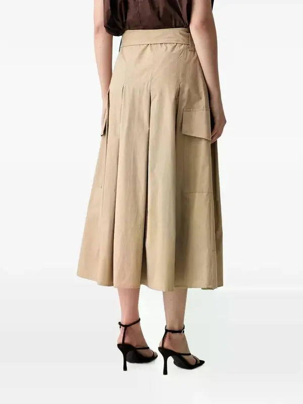 VICOLO Pleated Belted Midi Skirt