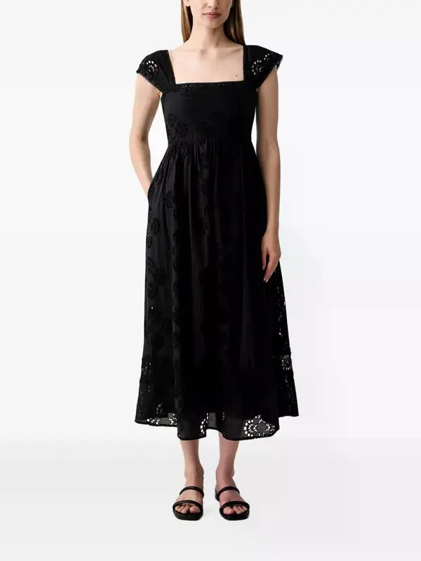 HOSS INTROPIA Broderie-anglaise Midi Dress - Black