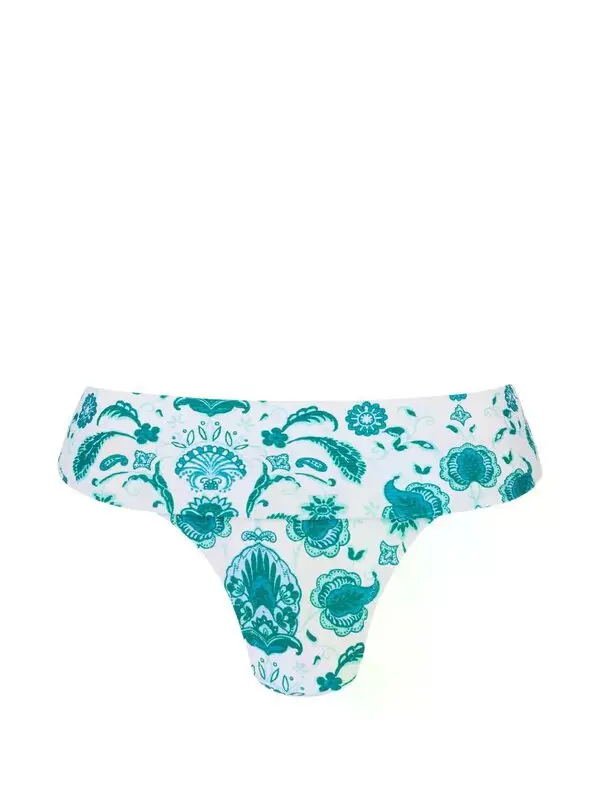 Heidi Klein Kos Paisley-print Textured Bikini Bottoms - White