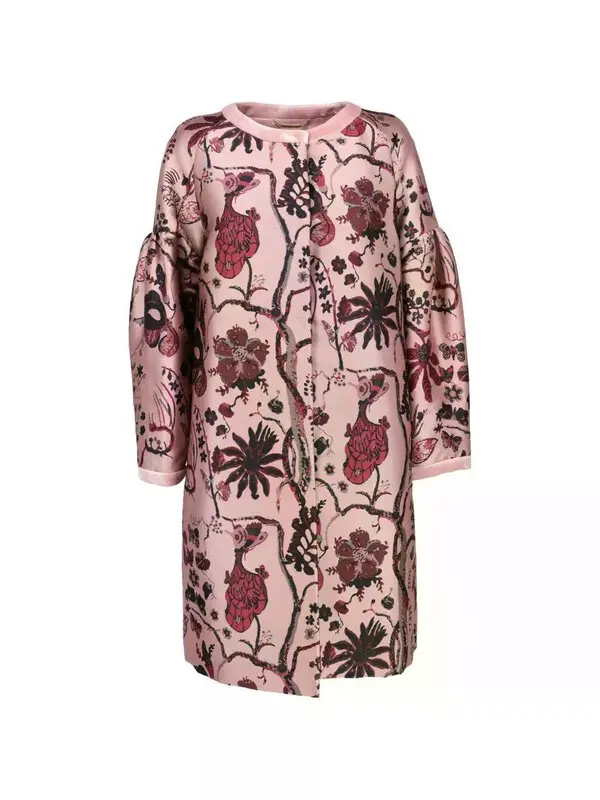 Alberta Ferretti Floral-print Balloon-sleeve Coat - Pink