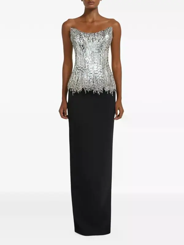 Safiyaa Regan Crystal-embellished Corset Maxi Dress