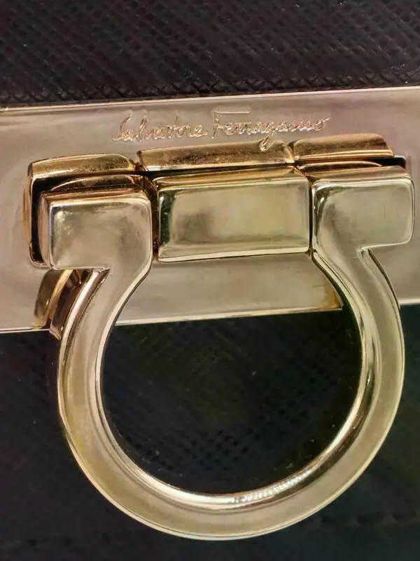 FERRAGAMO Fold-over Leather Shoulder Bag
