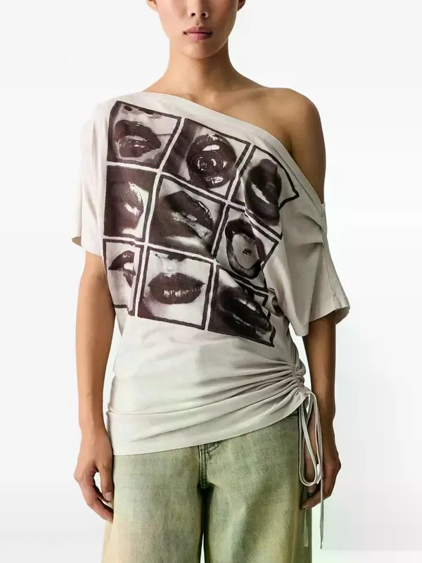 Miss Sixty Graphic-print Off-shoulder T-shirt