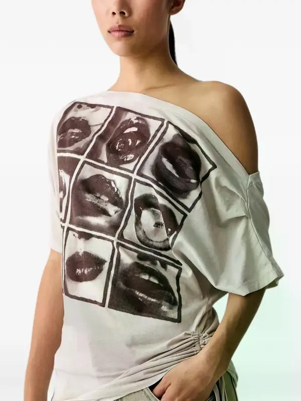Miss Sixty Graphic-print Off-shoulder T-shirt