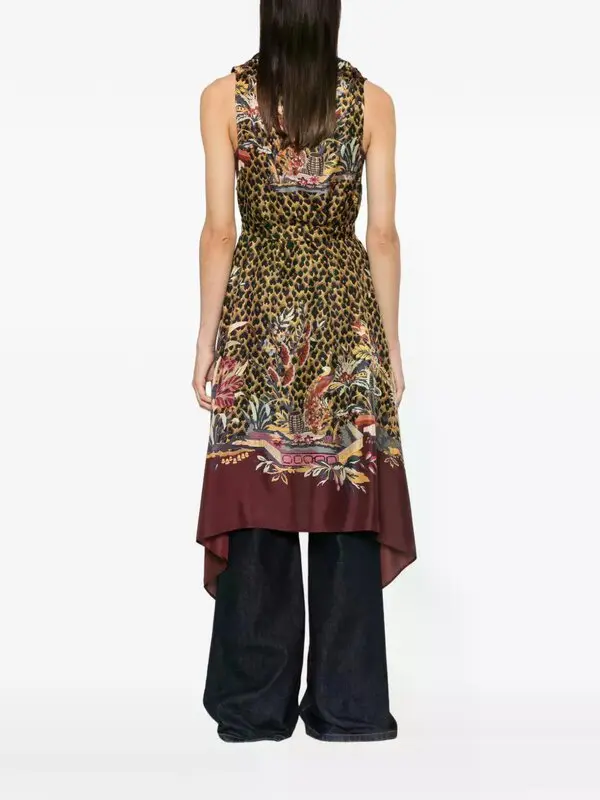 Etro Burgundy Leopard Print Asymmetric Gilet
