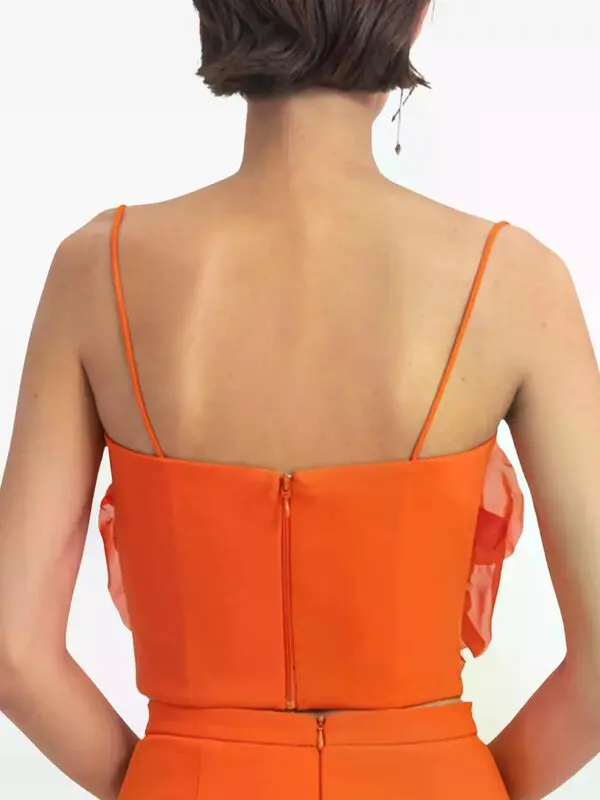 GEMY MAALOUF Floral-appliqué Cropped Top