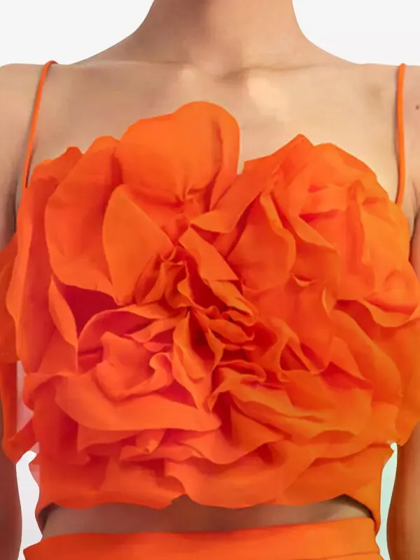 GEMY MAALOUF Floral-appliqué Cropped Top