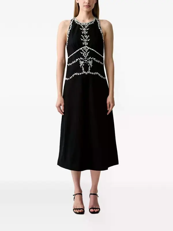 HOSS INTROPIA Asunción Embroidered Halterneck Midi Dress - Black