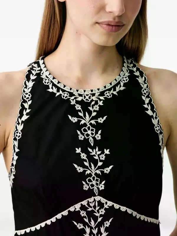 HOSS INTROPIA Asunción Embroidered Halterneck Midi Dress