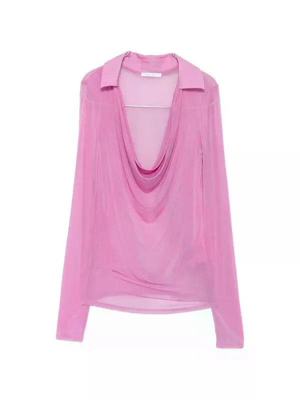 Patrizia Pepe Sheer Ruched Top - Pink