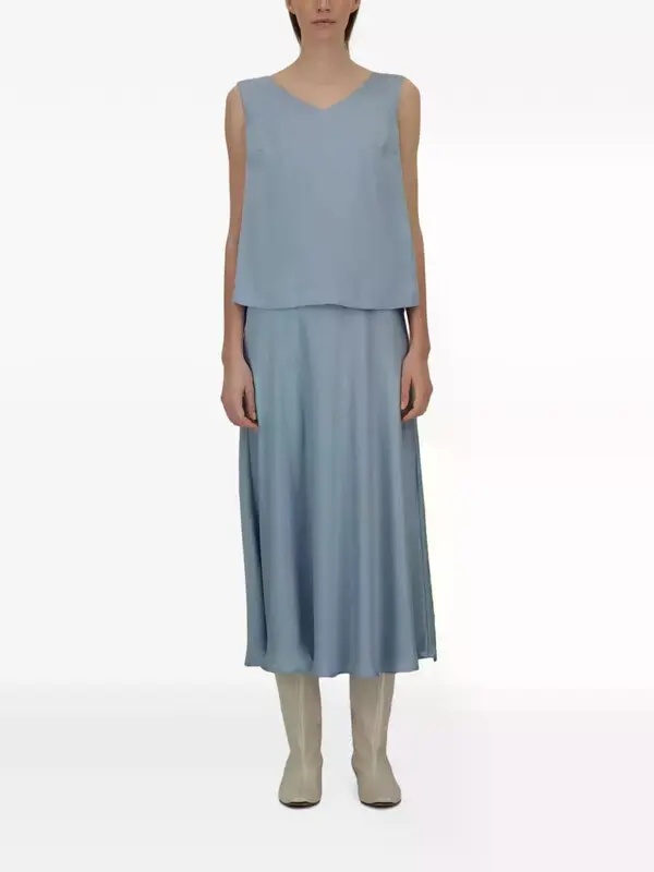 Herno Satin-finish Logo-plaque Midi Skirt