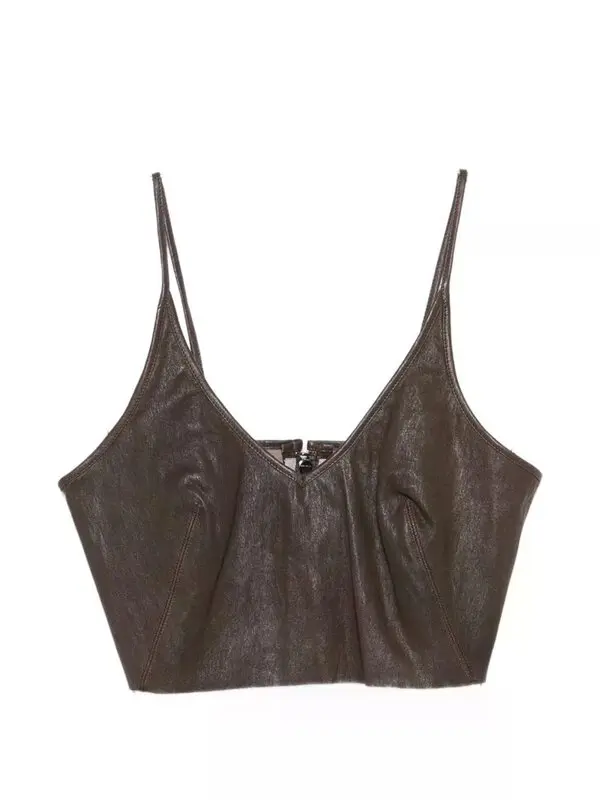Rick Owens Leather Crop Top - Brown