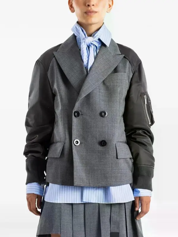Sacai Double-breasted Hybrid Jacket - Grey