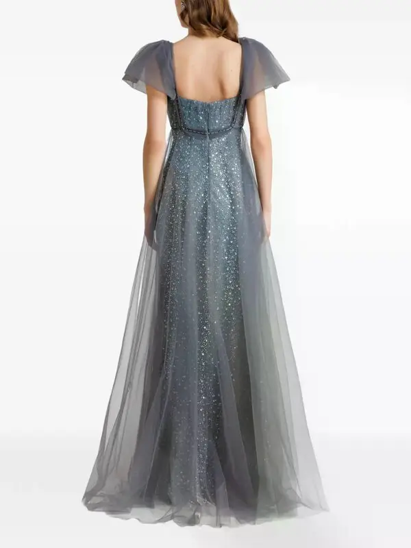 GEMY MAALOUF Sequin-embellished Puff Sleeve Maxi Dress