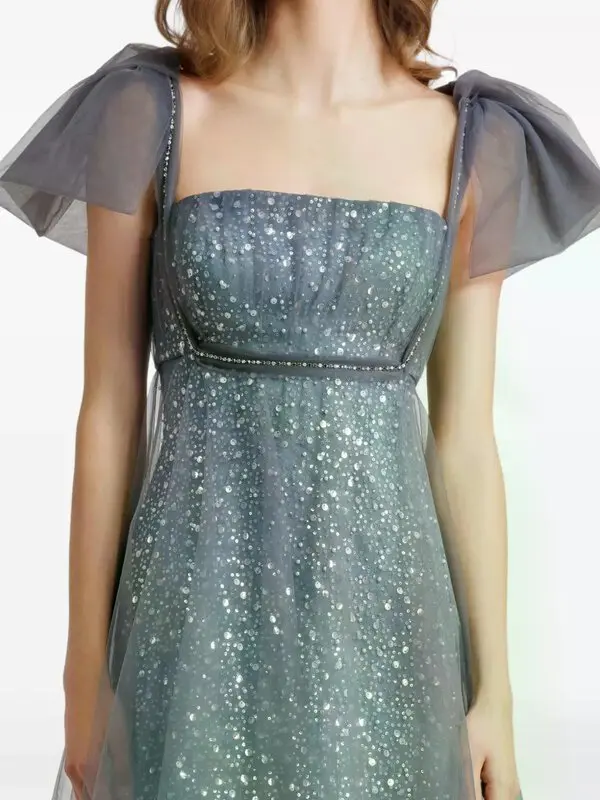 GEMY MAALOUF Sequin-embellished Puff Sleeve Maxi Dress