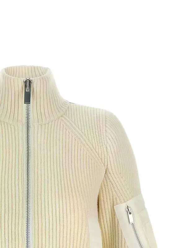 Sacai Ribbed-knit Panelled Jacket