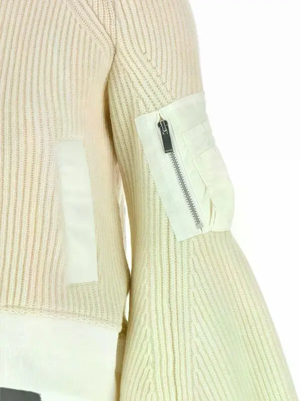 Sacai Ribbed-knit Panelled Jacket