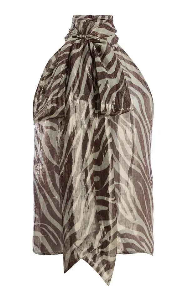 Françoise Silk-blend Zebra Halter Top - Print