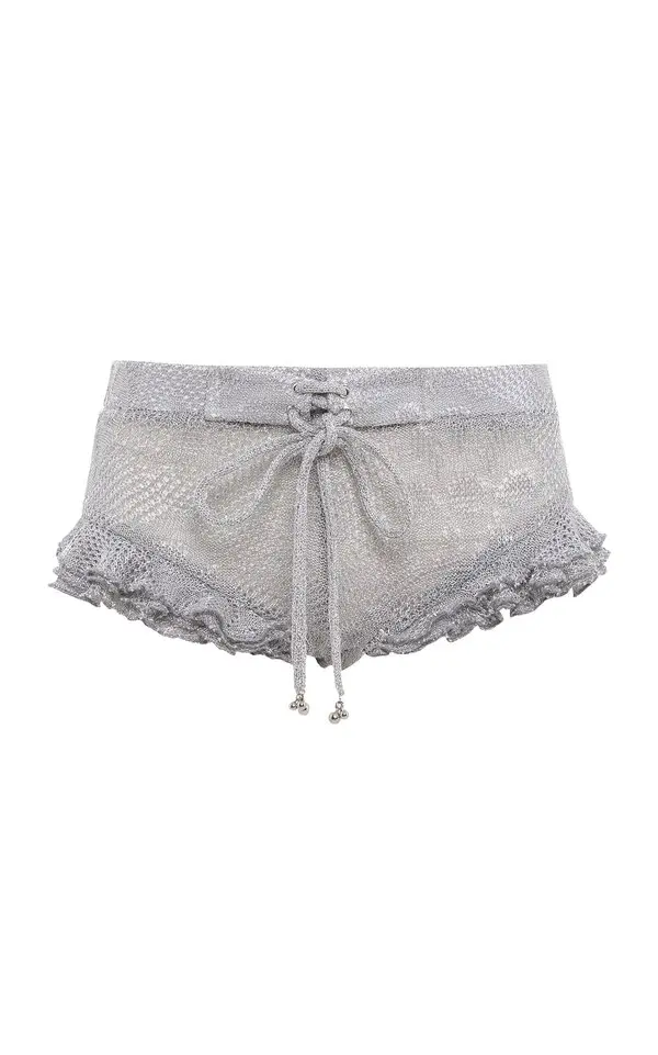 SIEDRES Peonie Ruffled Knit Shorts - Silver