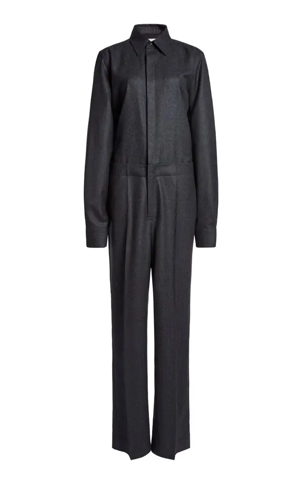 Victoria Beckham Tailored Wool Jumpsuit - Dark Grey