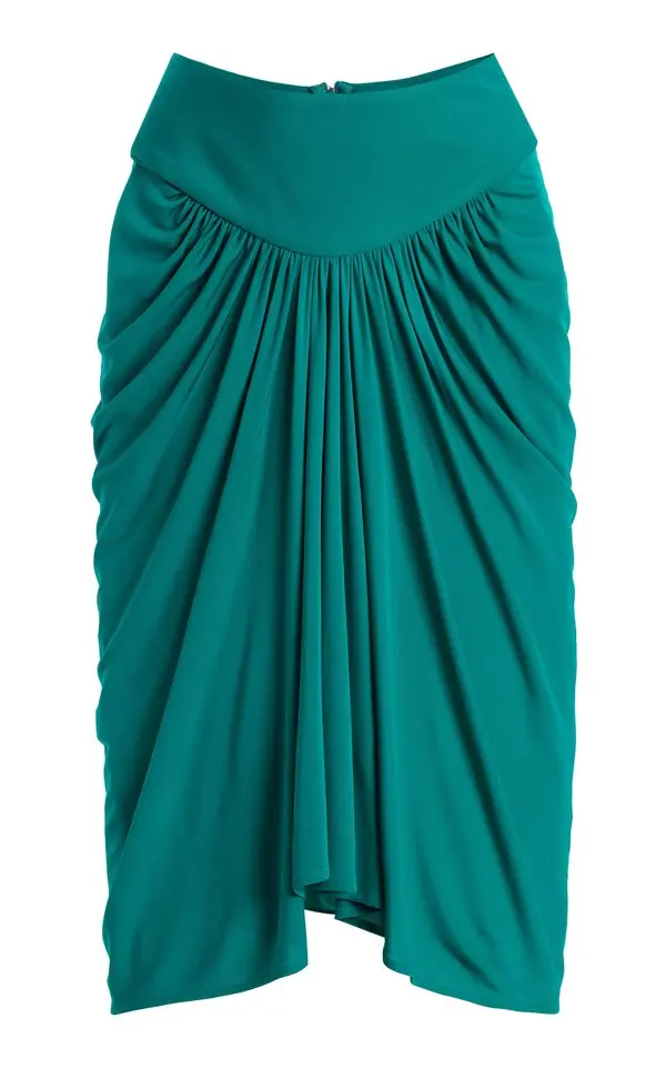 Françoise Bianca Ruched Midi Skirt - Turquoise