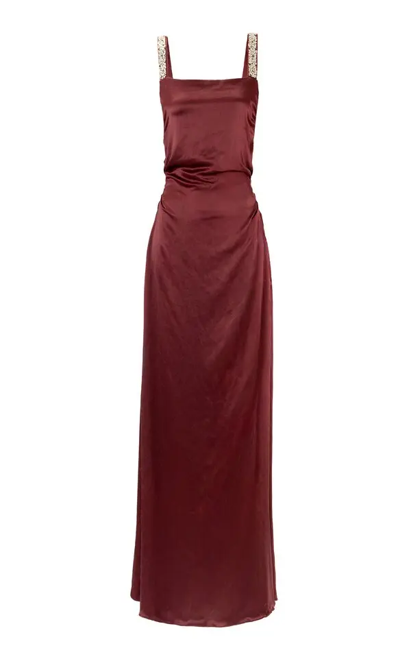 LA FUORI Silk Maxi Dress - Red