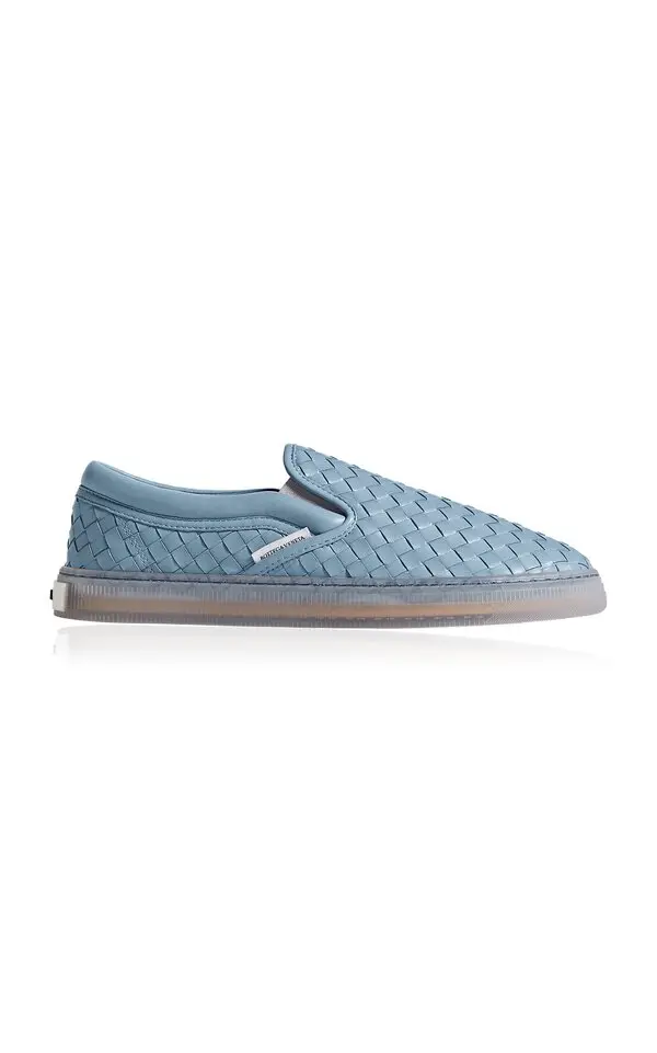 Bottega Veneta Serena Slip-on Intrecciato Leather Sneakers - Blue