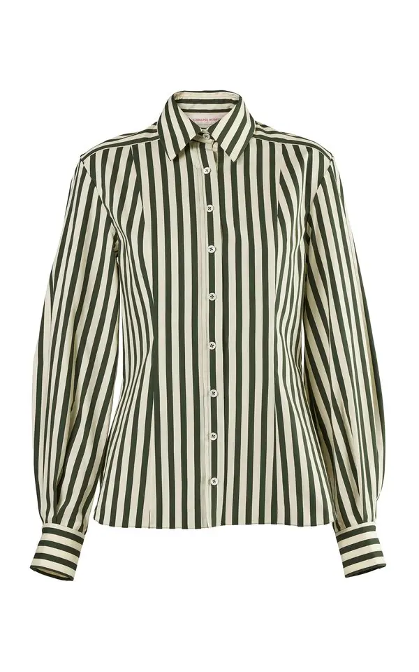 Carolina Herrera Cotton-blend Button-down Shirt - Stripe