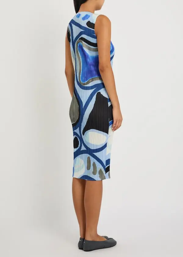 Issey Miyake Printed Pleated Midi Dress