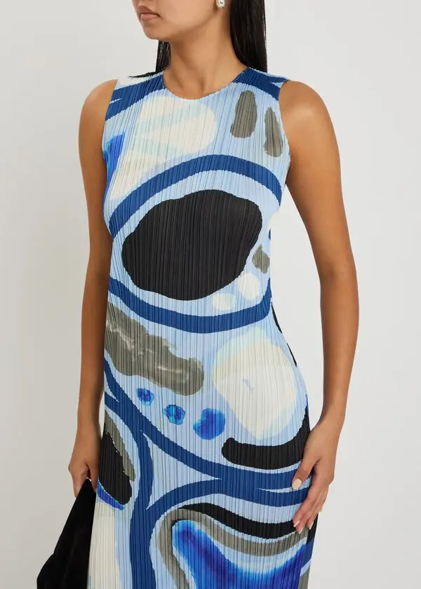 Issey Miyake Printed Pleated Midi Dress