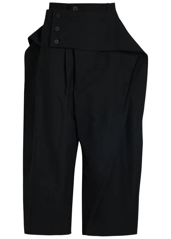 Issey Miyake Belted-effect Wide-leg Woven Trousers - Black
